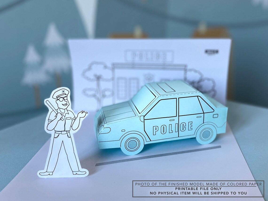 Printable Police Car Model, Paper Police Car Toy, DIY Paper Police Car ...
