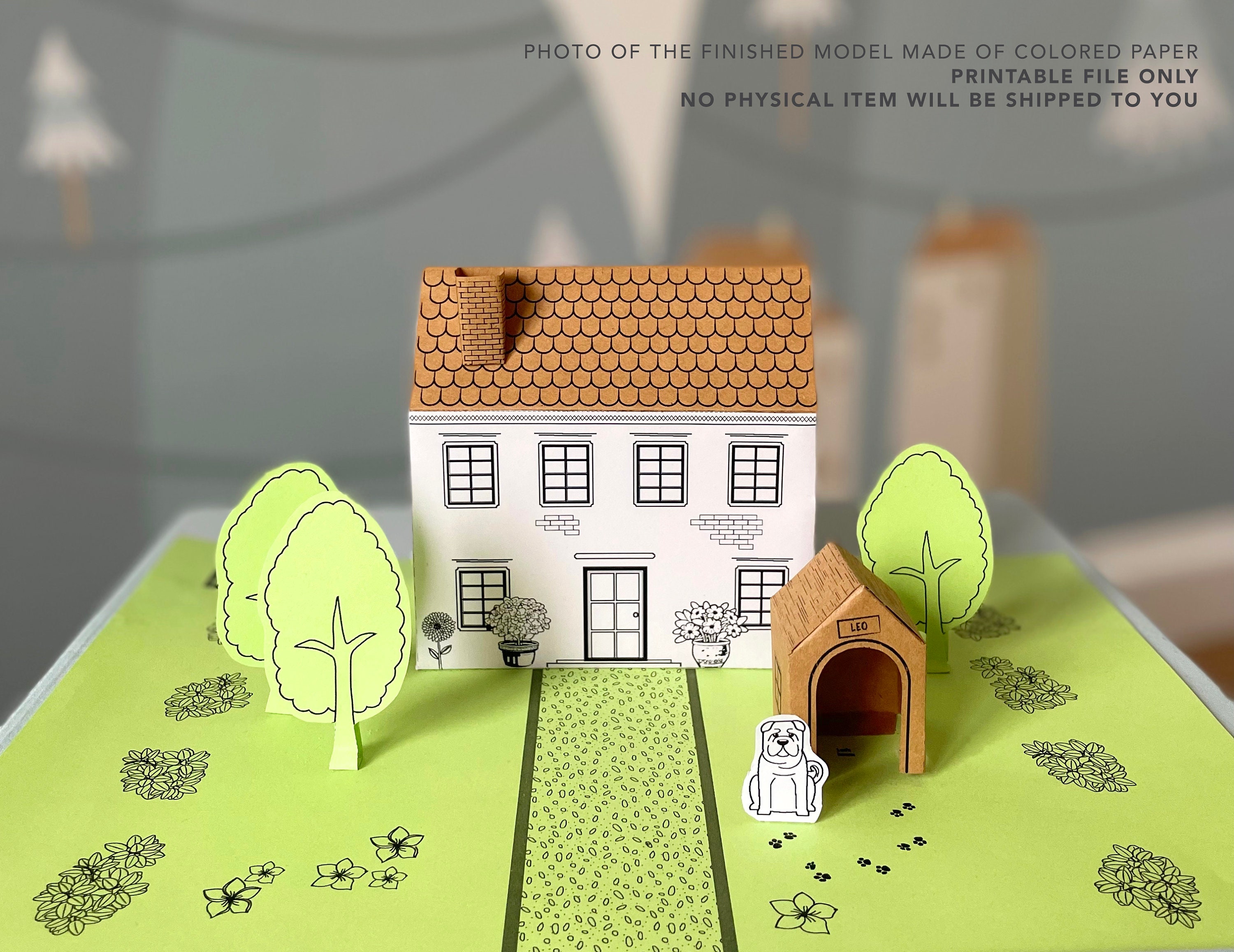 Modelo de casa de papel para niños, hoja de casa imprimible, casa de ...