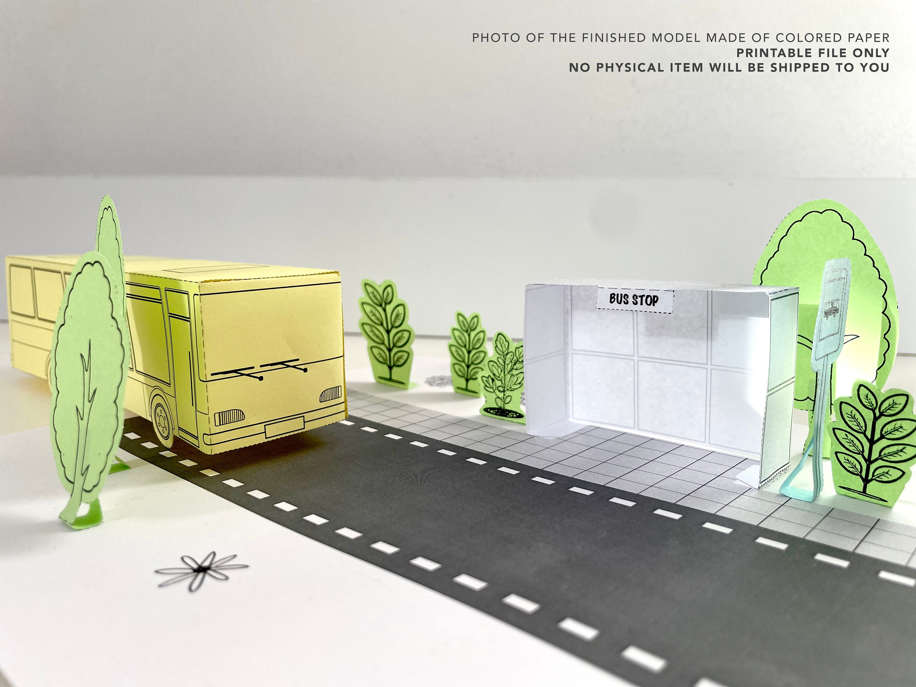 Printable Paper Bus Model, DIY Bus Toy, Paper Bus for Kids, Digital Bus ...