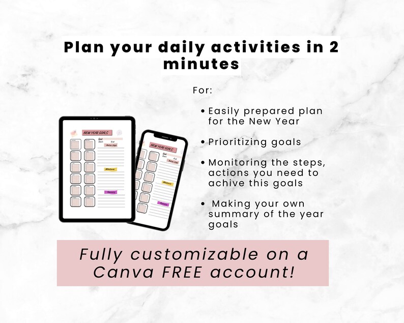 New Year Goal Tracker | Vision Board Digital and Printable PDF File for ...
