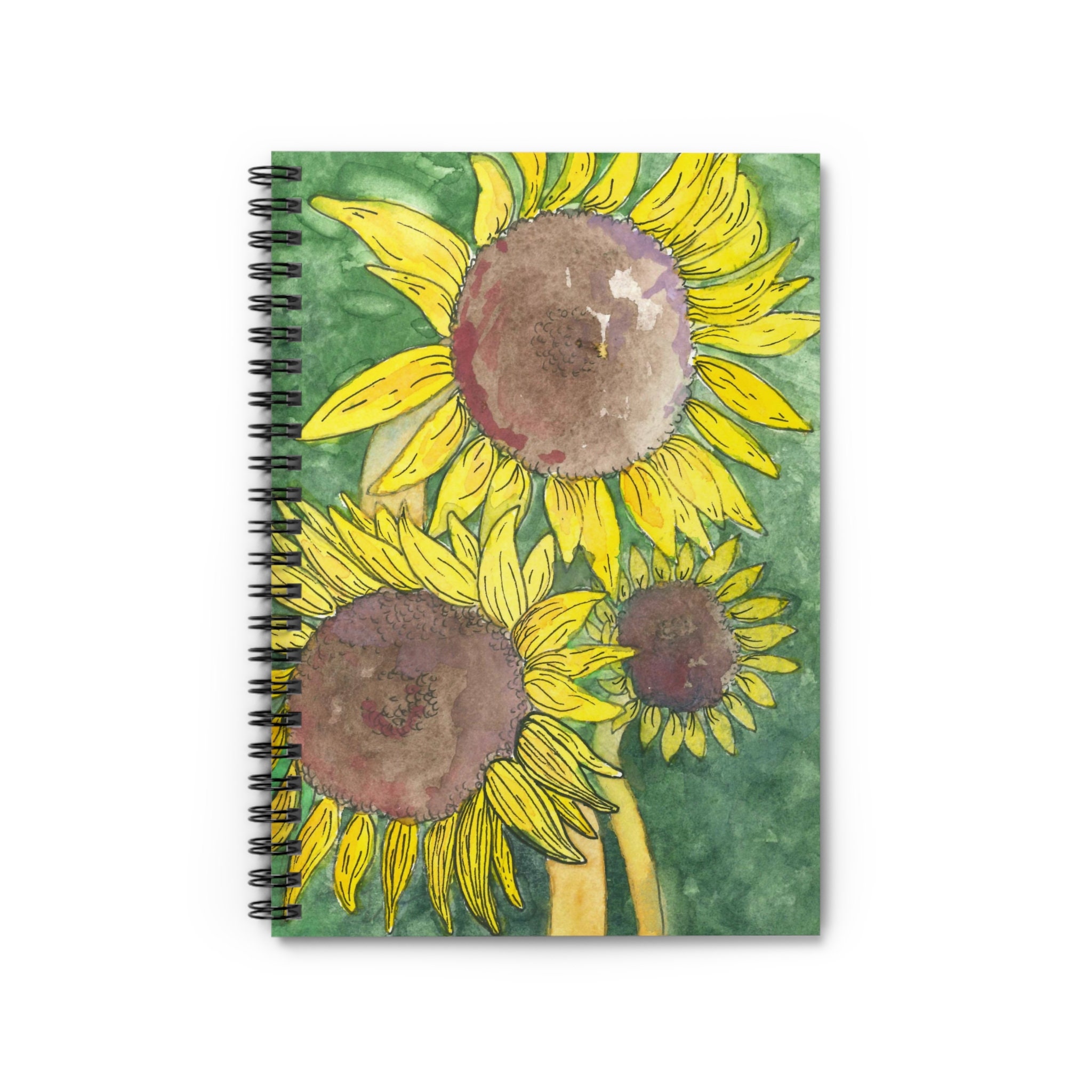Spiral Notebook Sunflower Original Art Watercolor Sunflower Painting ...