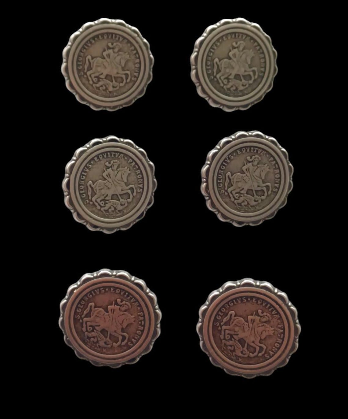6xvintage Silver-colored Traditional Buttons Coin Coat of Arms Motif ...