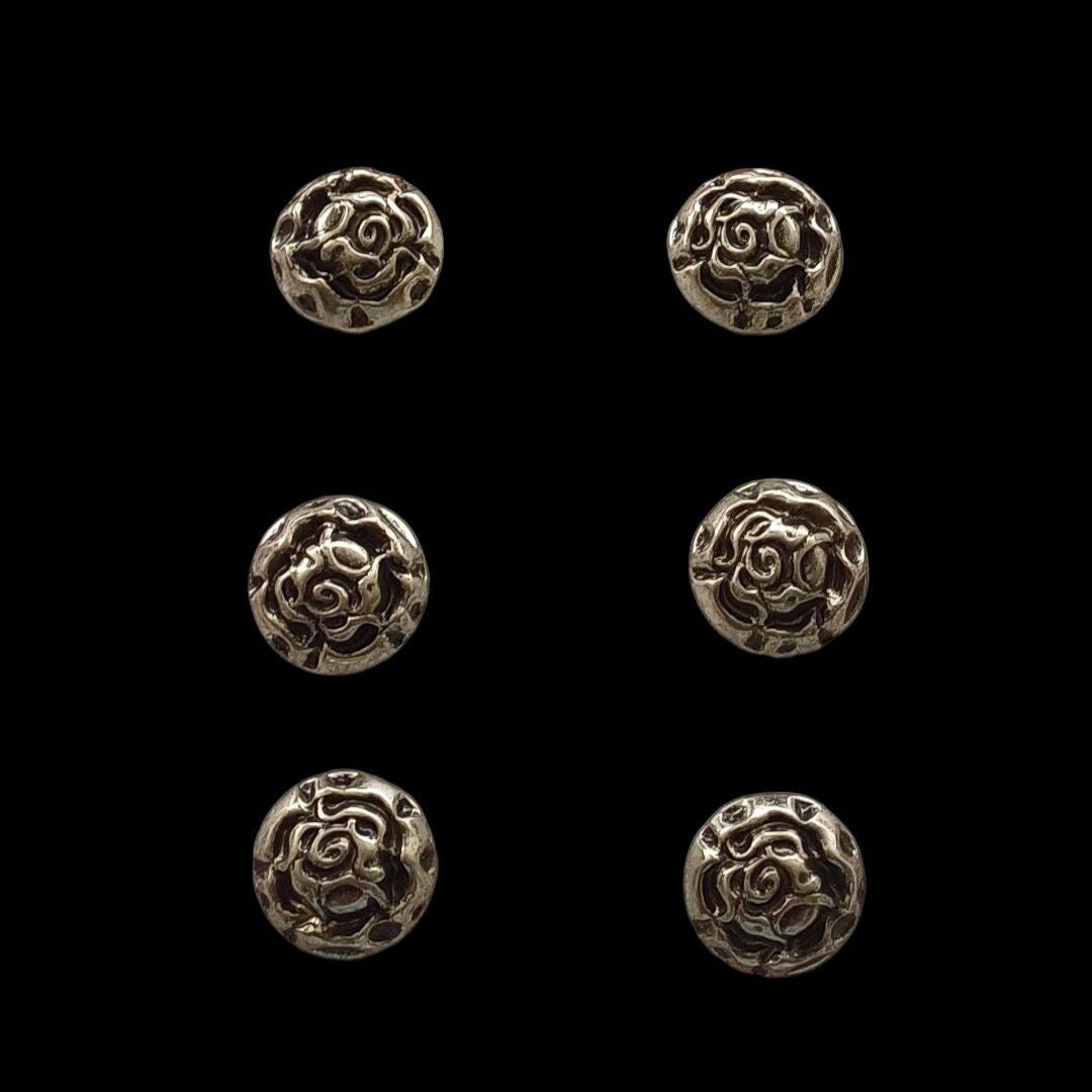 6x Rose Traditional Buttons Made of Metal Silver-colored Size 15 Mm ...