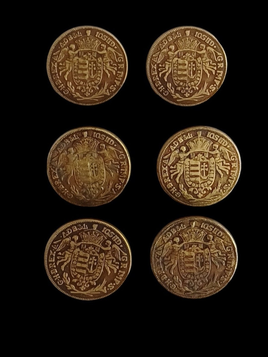 6xvintage Old Gold Traditional Buttons Coat of Arms Motif Made of Metal ...