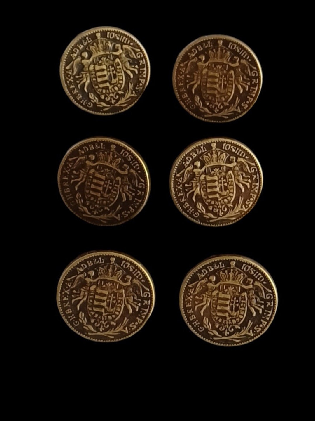 6xvintage Old Gold Traditional Buttons Coat of Arms Motif Made of Metal ...