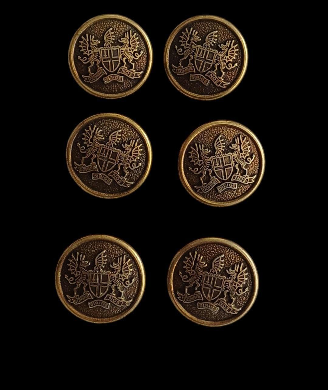 6xvintage Silver, Brass-colored Traditional Buttons, Coat of Arms ...