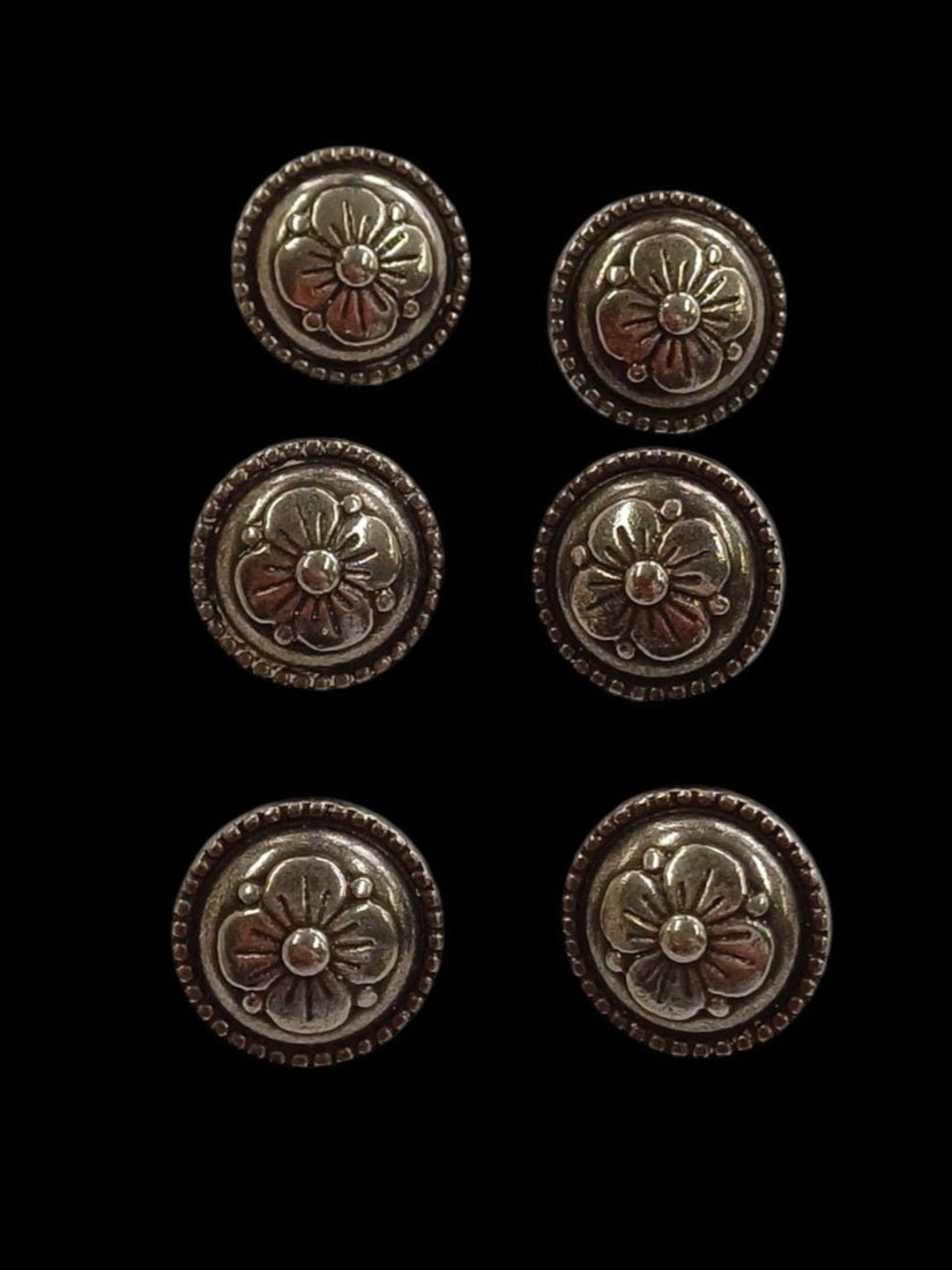 6xvintage Traditional Buttons Flower Motif Made of Metal Silver-colored ...