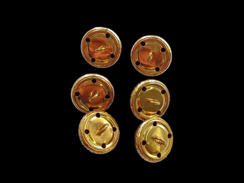 6x Traditional Buttons Made of Metal, Gold, Silver Colors, Size 15-19 ...