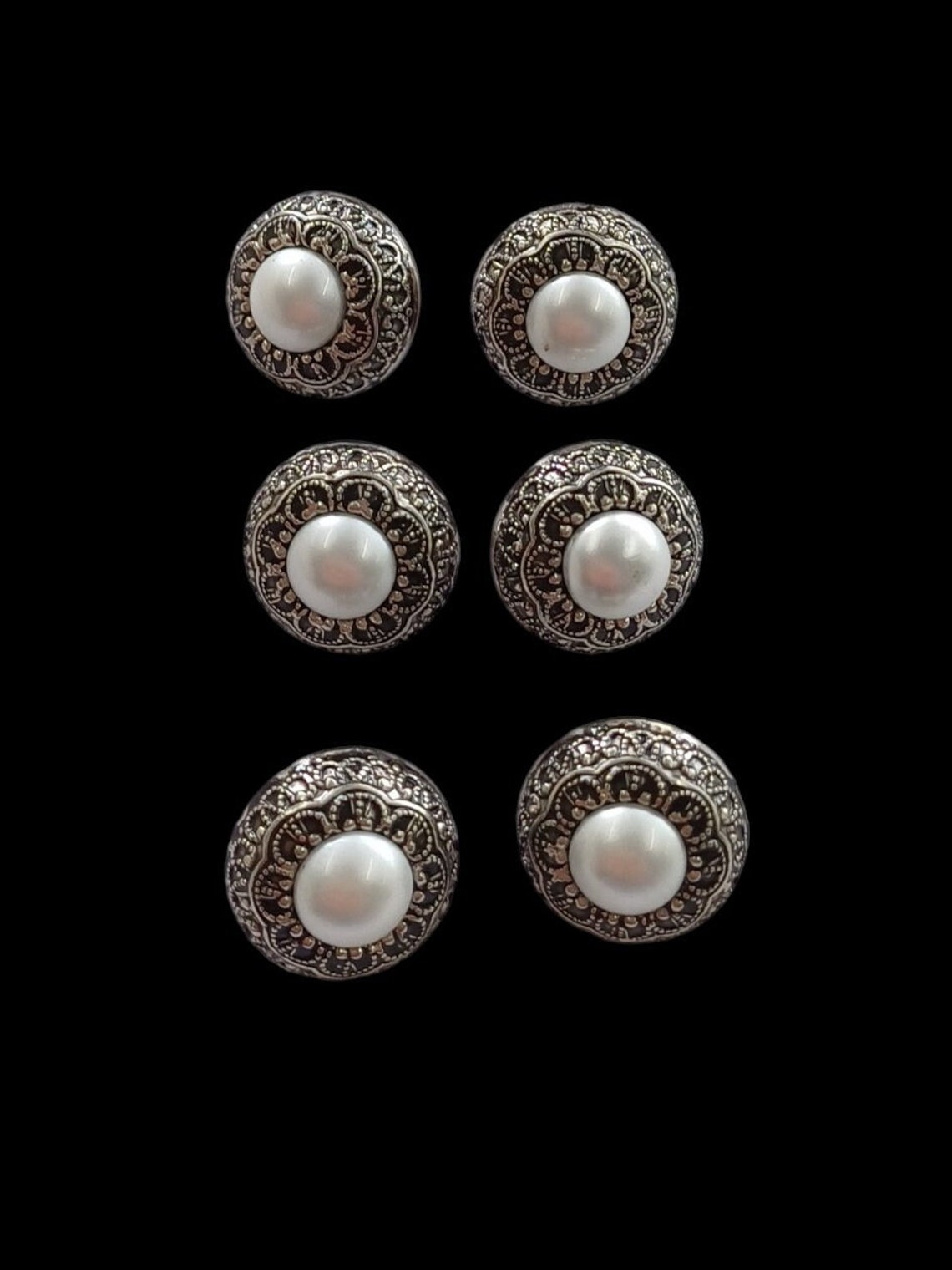 6x Traditional Buttons Made of Metal, Gold, Silver Colors, Size 15-19 ...