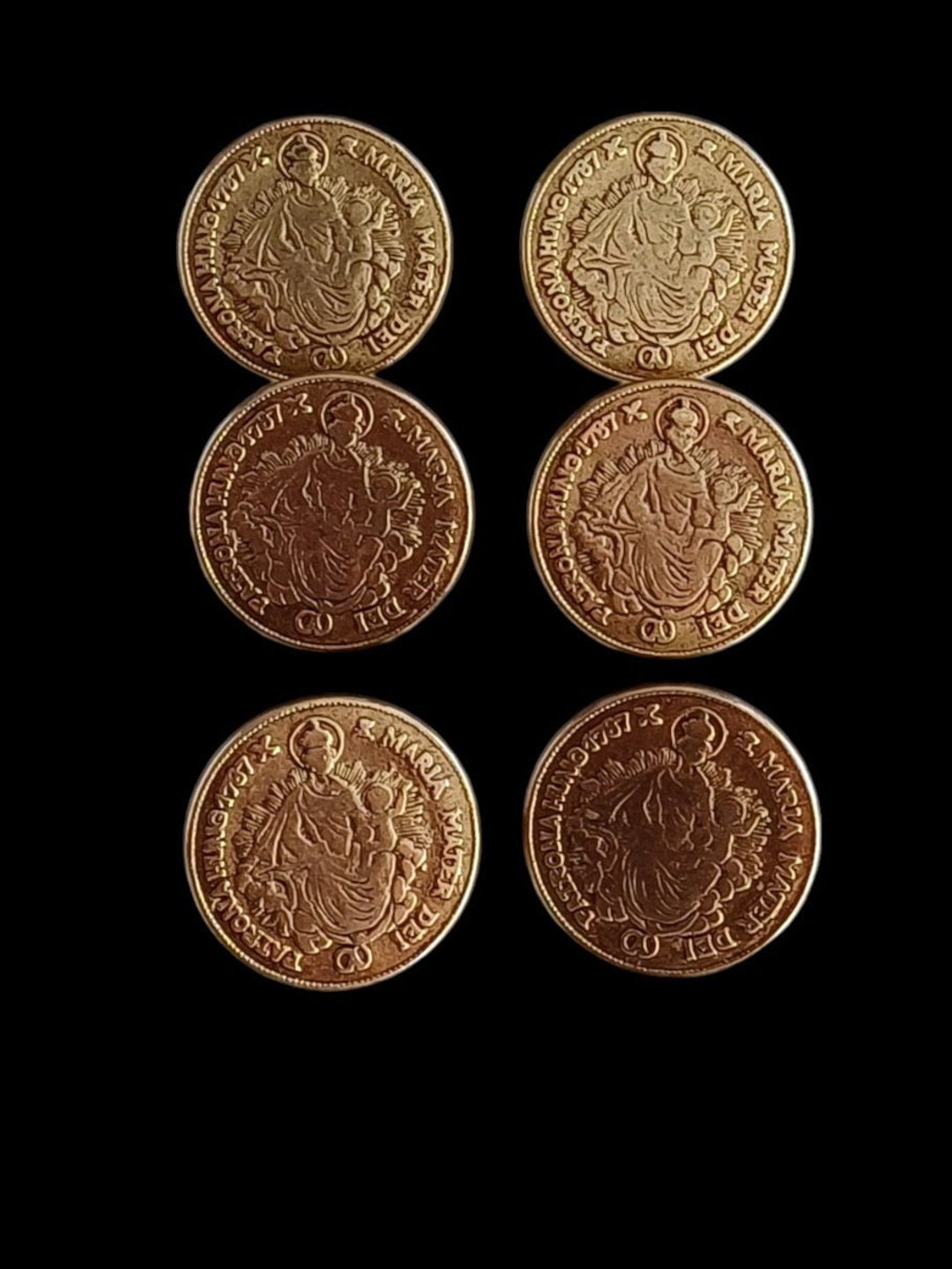 6xvintage Gold-colored Traditional Buttons Coin Button 'maria Mater Dei ...