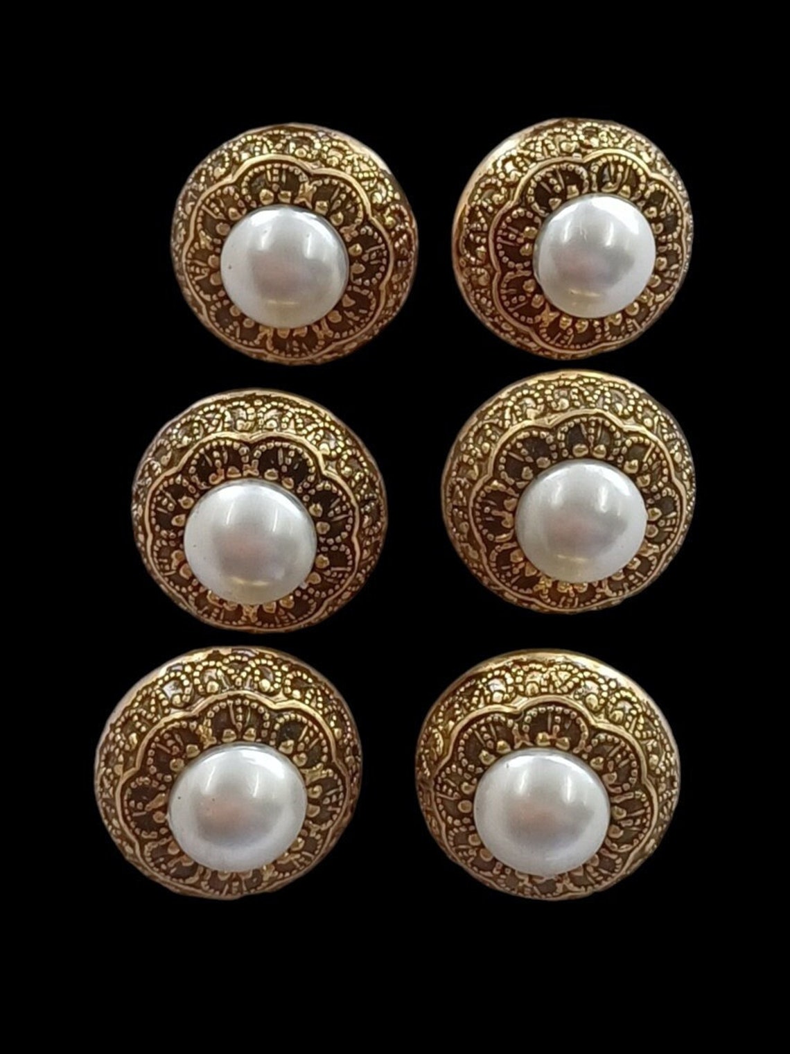 6x Traditional Buttons Made of Metal, Gold, Silver Colors, Size 15-19 ...