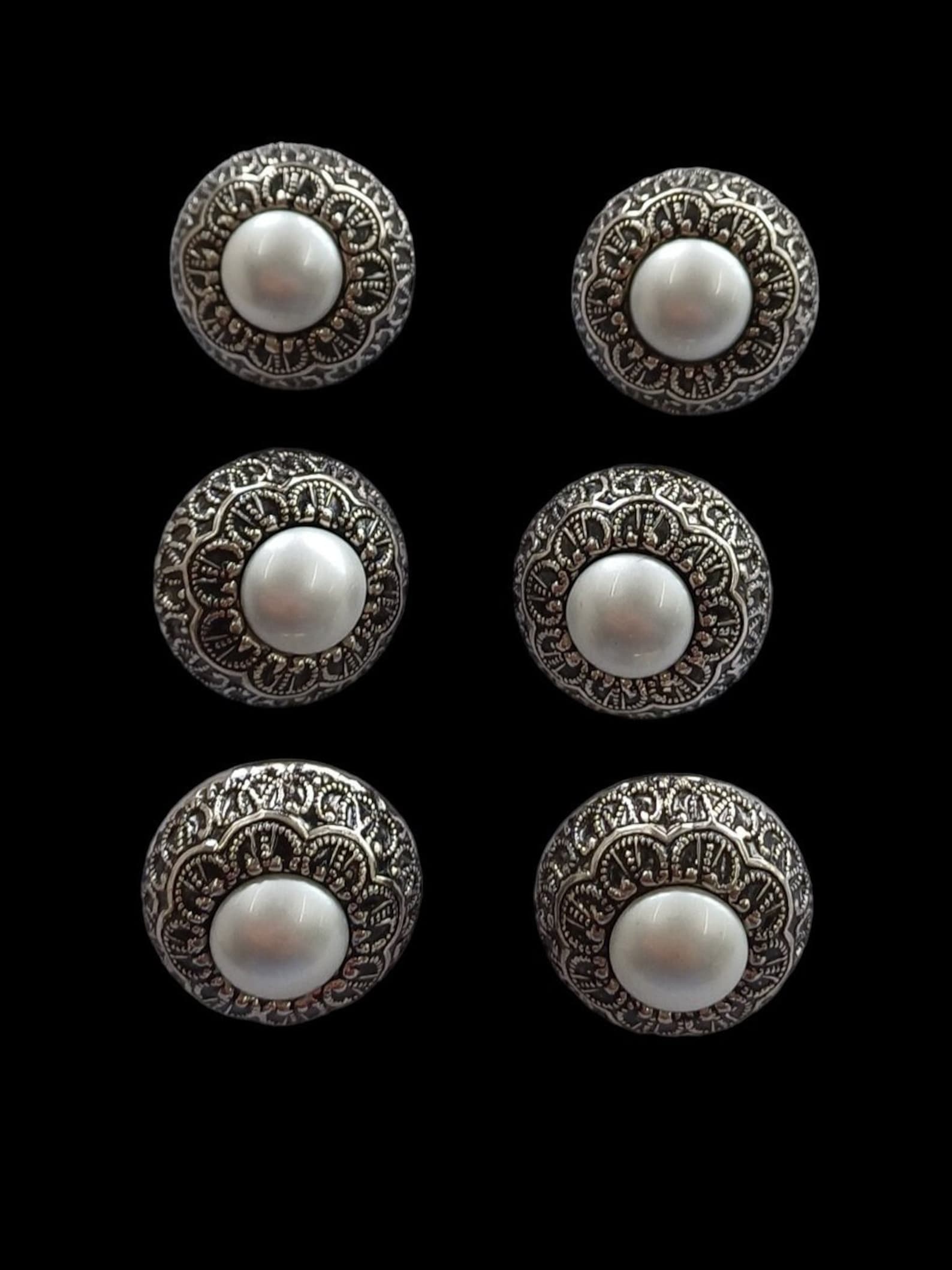 6x Traditional Buttons Made of Metal, Gold, Silver Colors, Size 15-19 ...