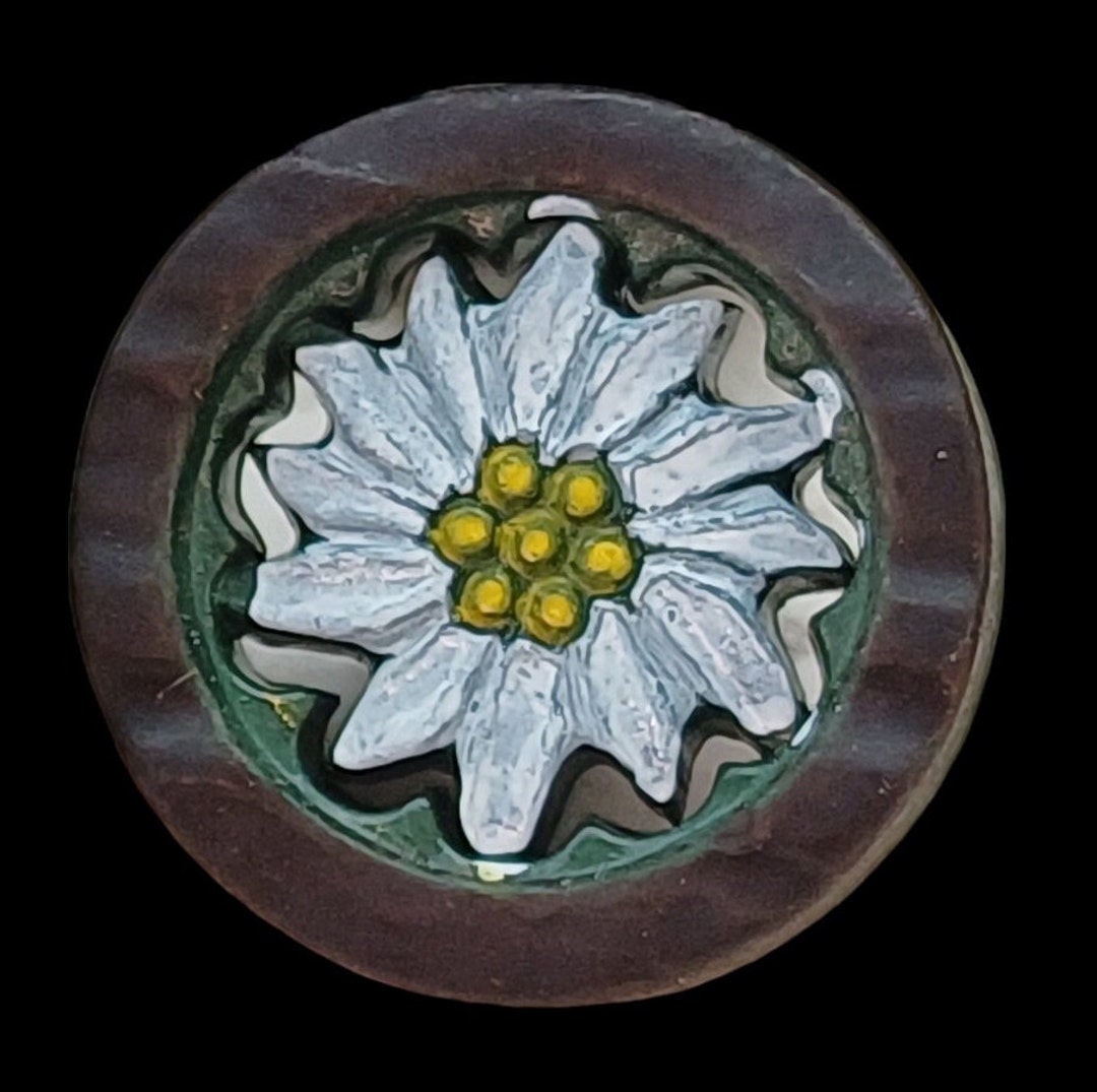 6 Pieces Edelweiss Traditional Buttons 25 Mm Imitation Stag Horn ...