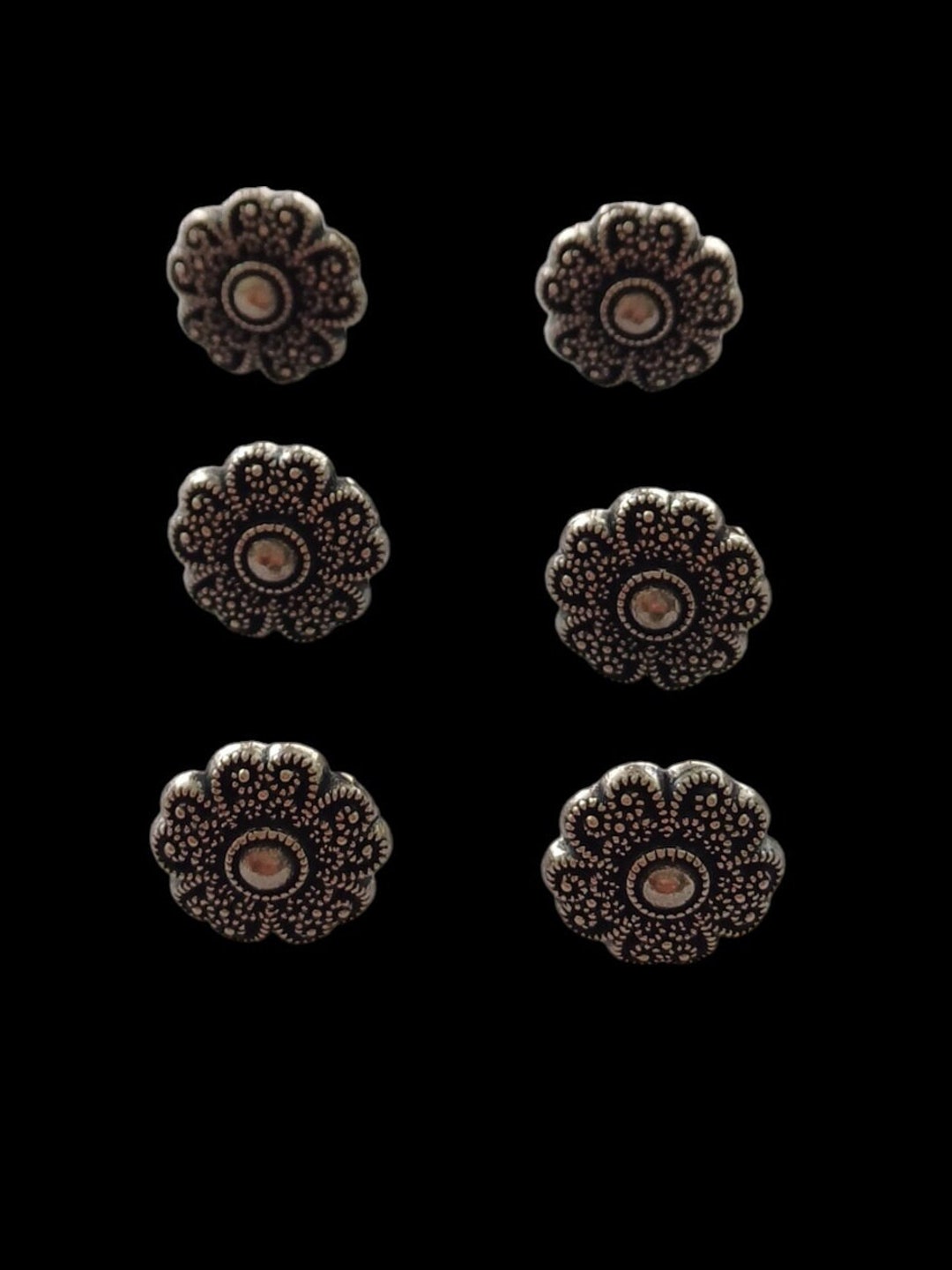 6x Traditional Metal Buttons 10 Mm Silver-colored, Floral, Flower Motif ...