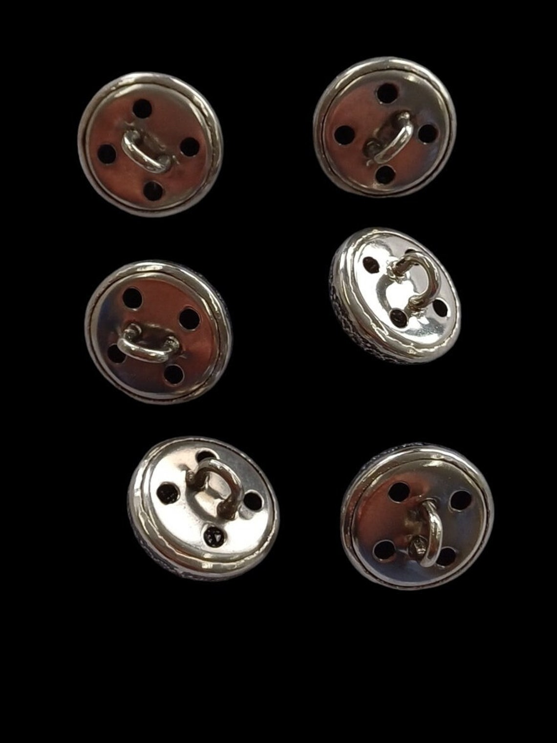 6x Traditional Buttons Made of Metal, Gold, Silver Colors, Size 15-19 ...