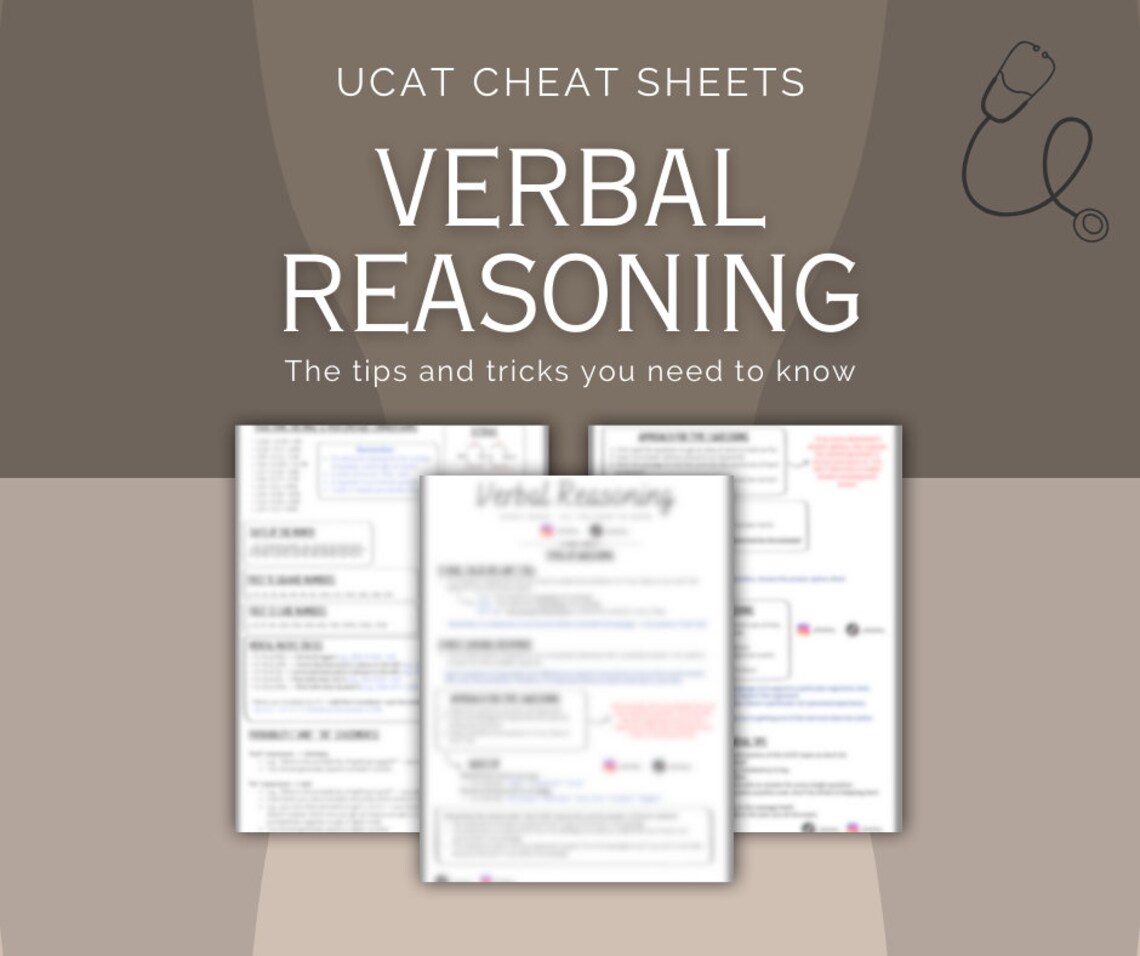 UCAT Verbal Reasoning Cheat Sheets - Etsy