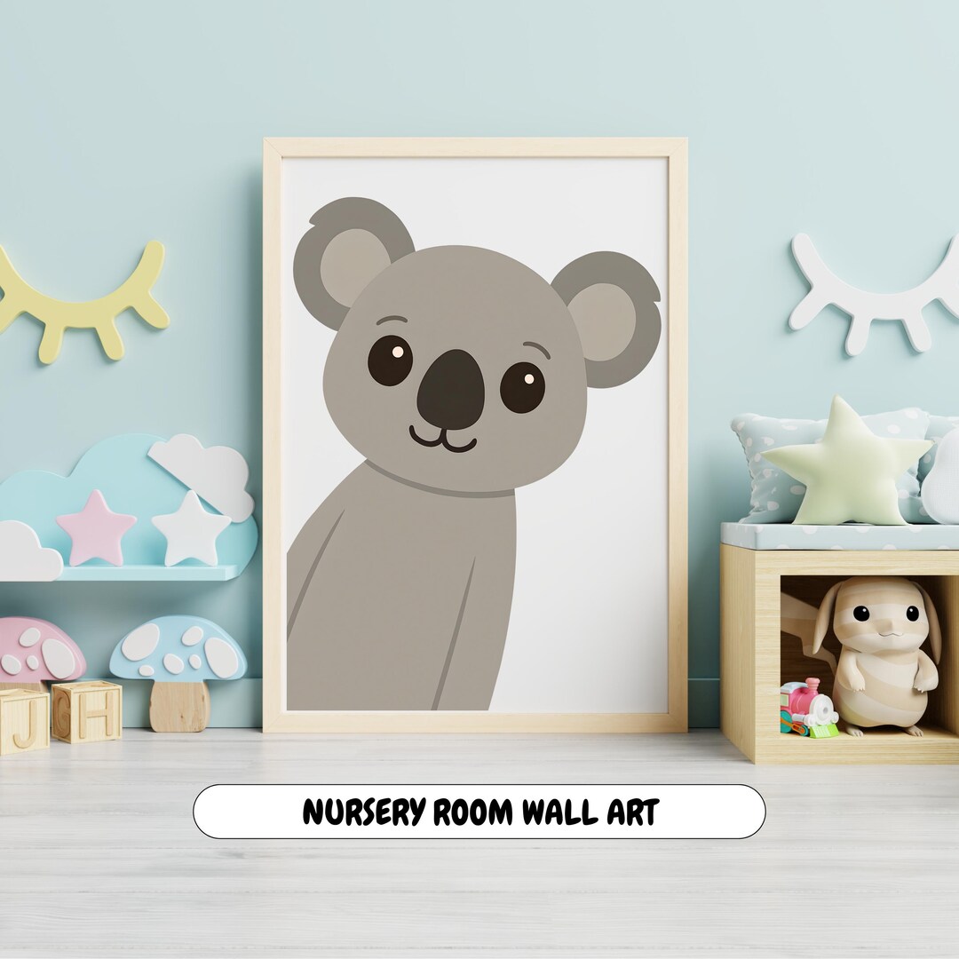 Adorable Koala Wall Art, Cute Nursery Digital Print, Baby Room Decor ...