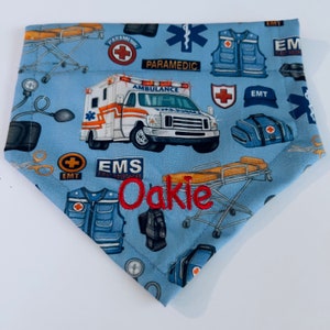 Medical EMS Dog Bandana Personalized, Ambulance Paramedics Over the Dog ...