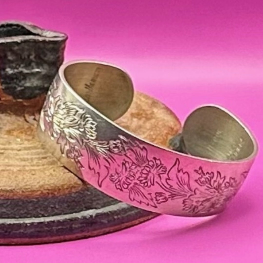 Vintage Kirk Stieff Pewter Flower of the Month Chrysanthemum Bracelet ...