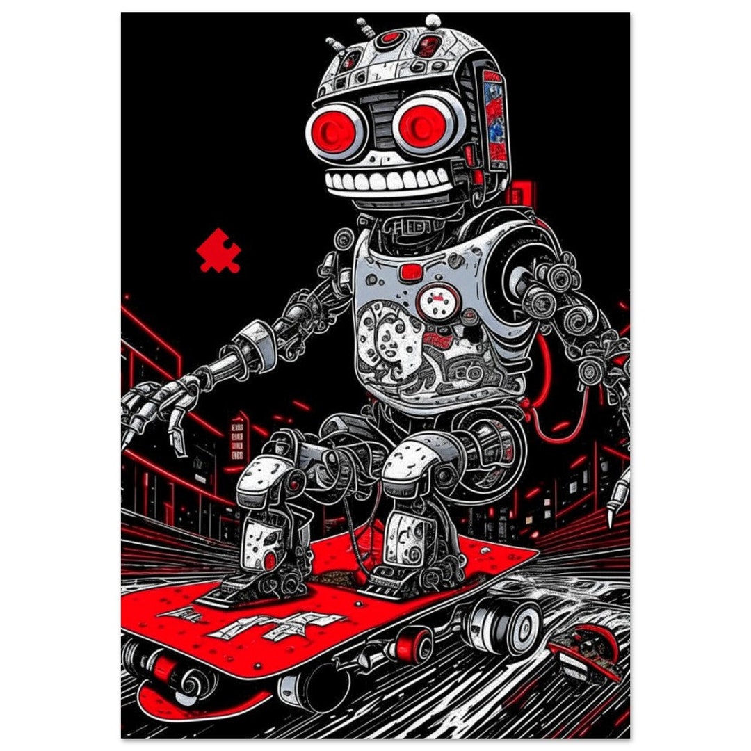 Van Gogh Art Style Robot Red on Print Metal Aluminum,canvas Art,wall ...