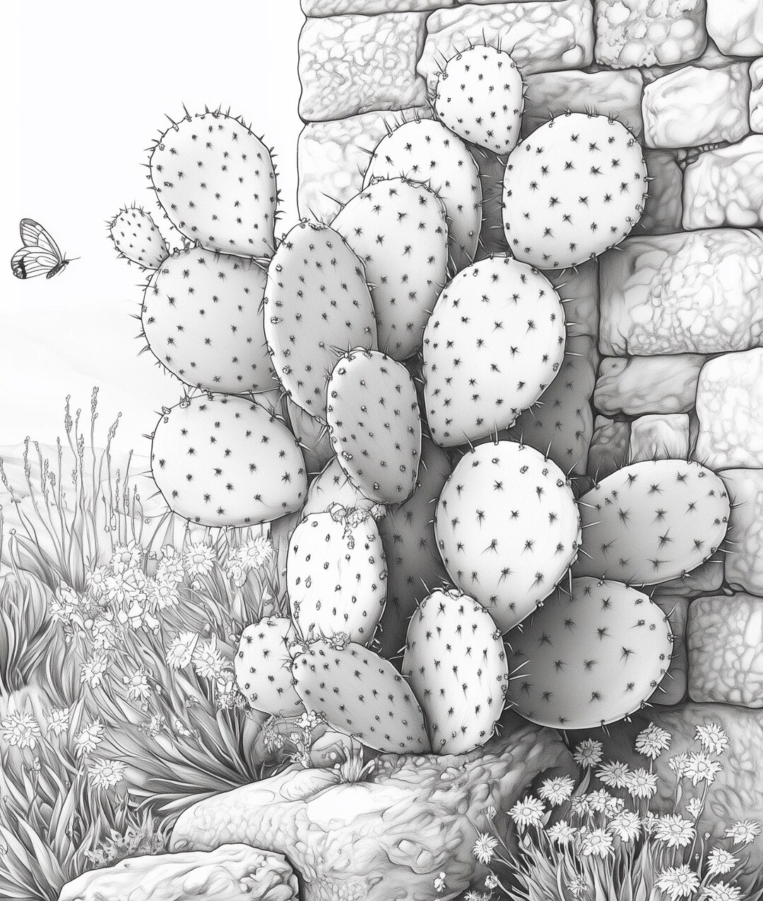 Prickly Pear Coloring Page – Printable Prickly Pear Art – Rustic Puglia ...