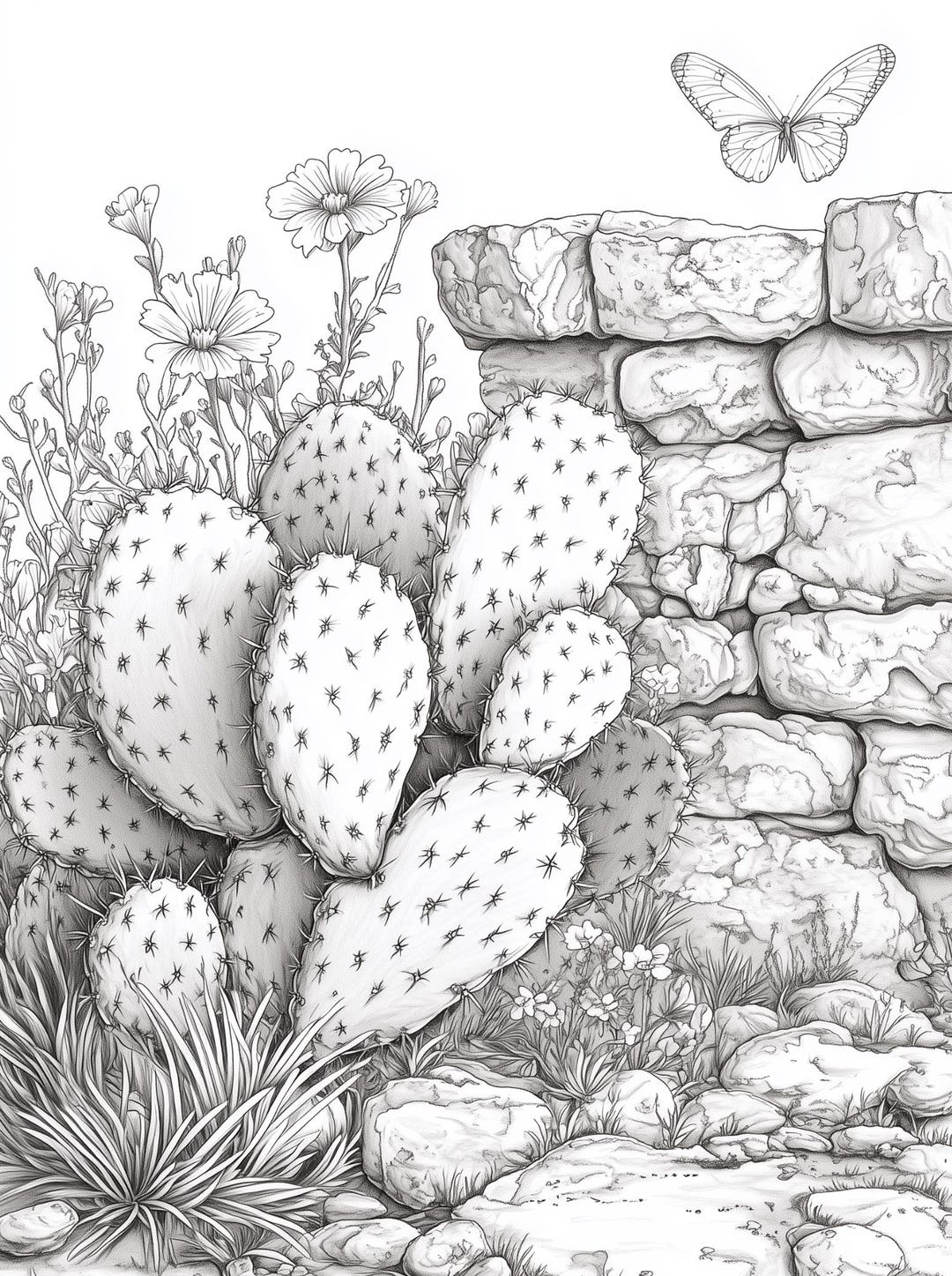 Prickly Pear Coloring Page – Printable Prickly Pear Art – Rustic Puglia ...