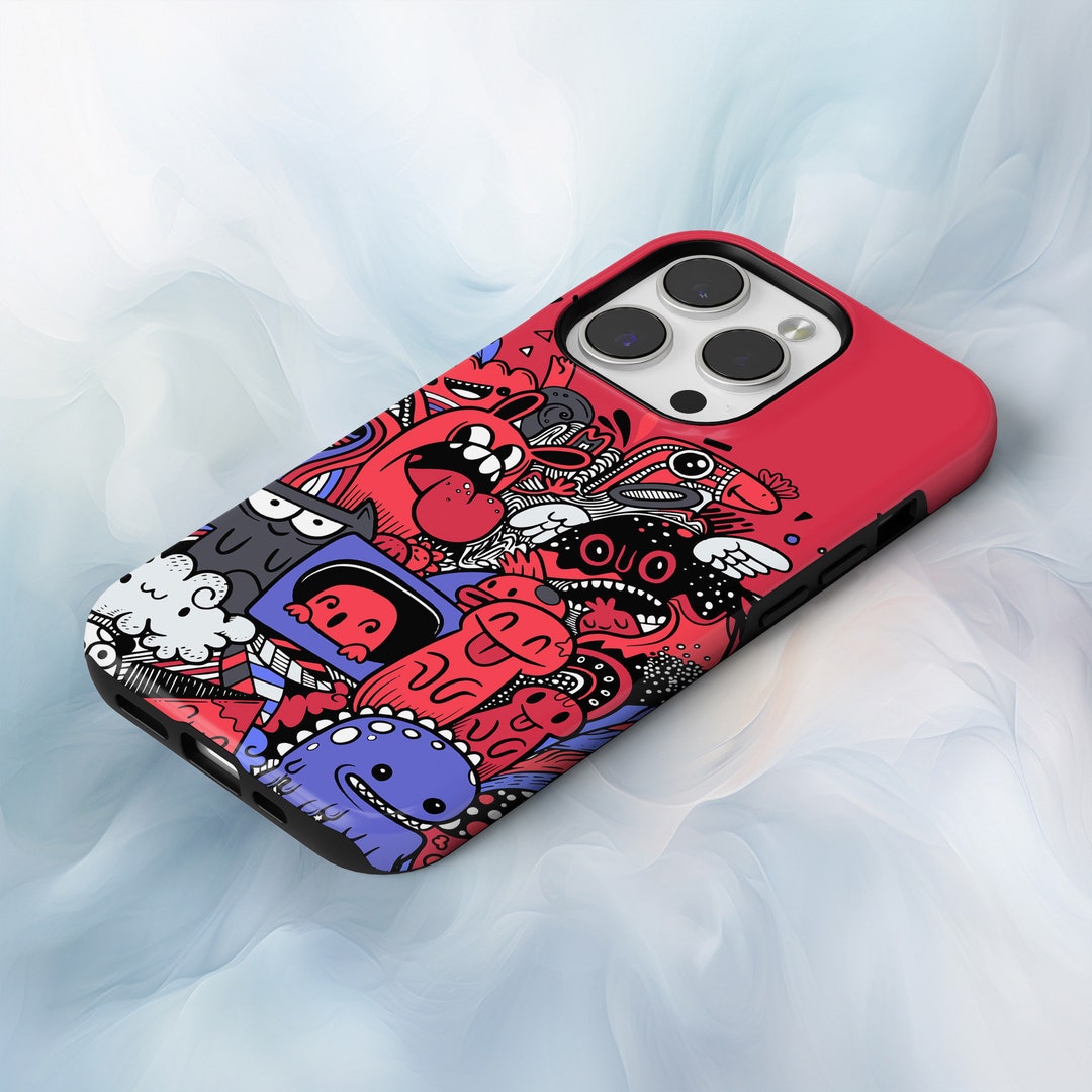 Doodle Art Phone Case Cartoon Cover Fit for iPhone 15 Pro Max, 14 Plus ...