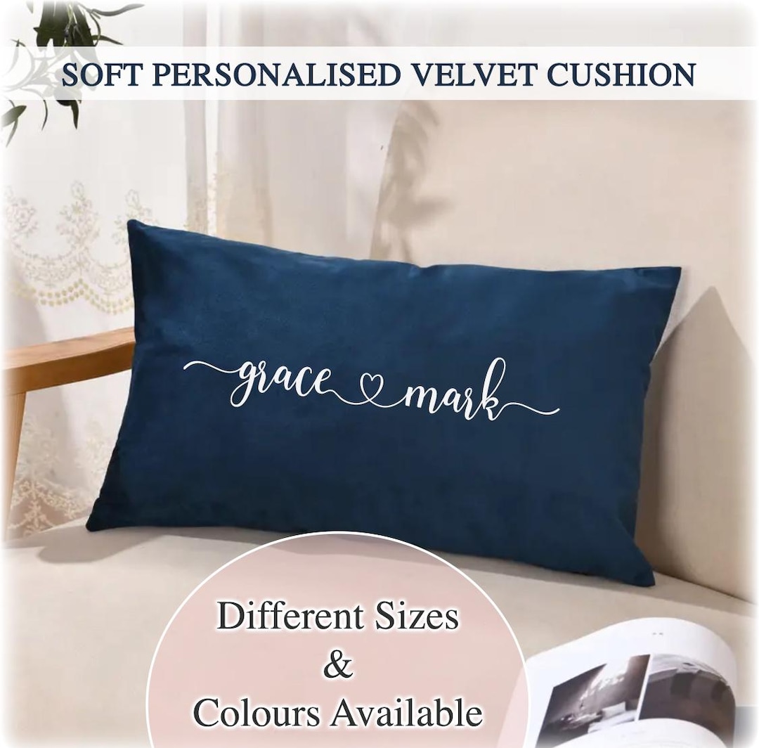 Personalised Soft Velvet Cushion Custom Name Keepsake Cushion Birthday ...