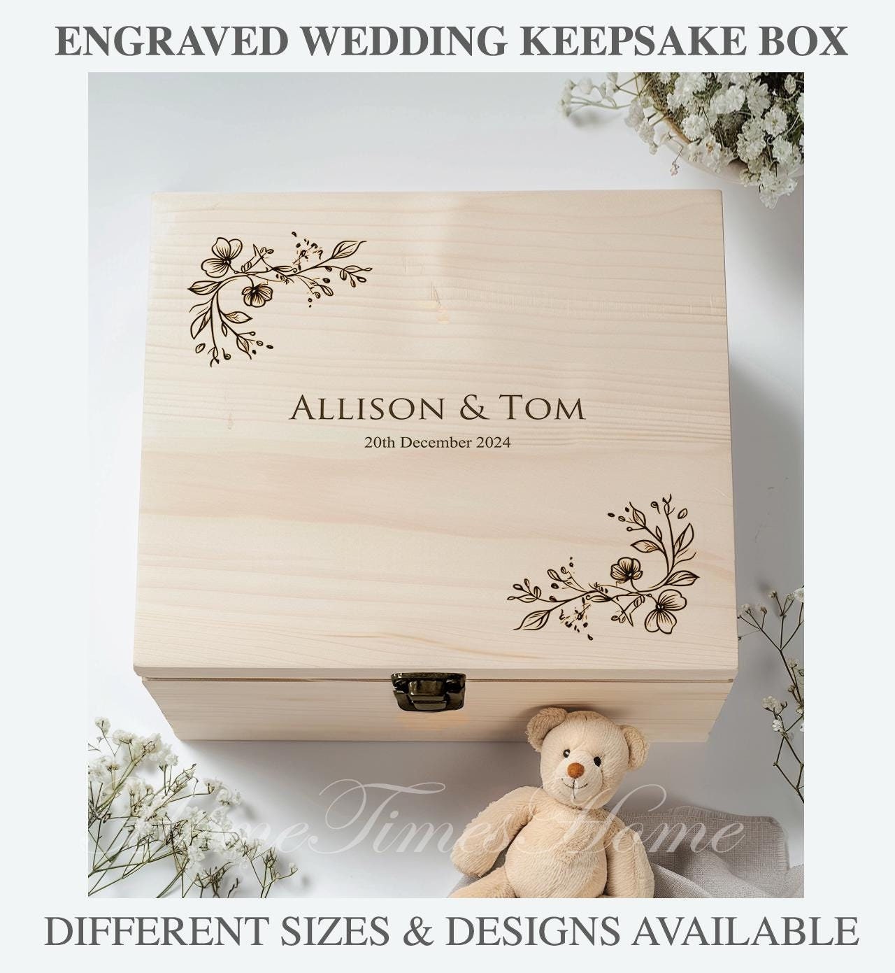 Personalised Large Engraved Wedding Wooden Memory Box Gift for Newly ...