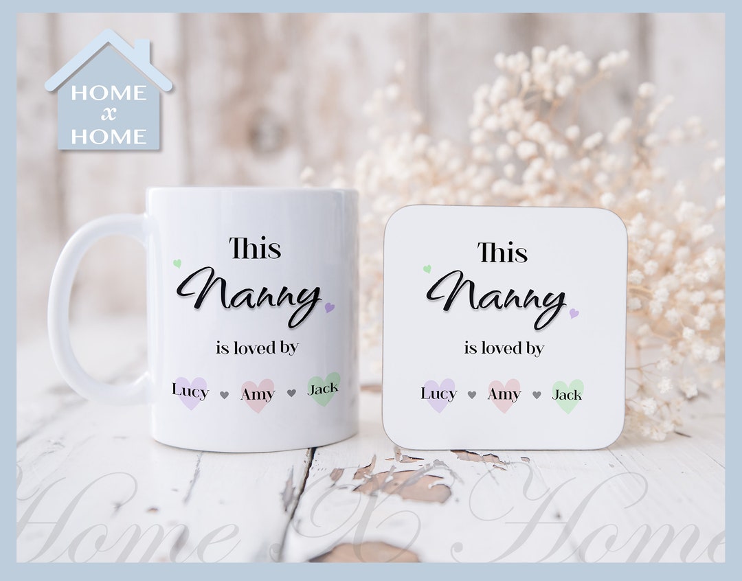 This Nanny is Loved by Mug Coaster Set Personalised Names Mother's Day ...