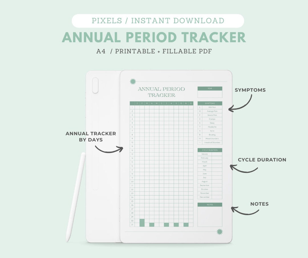 A Year in Pixels Printable Landscape Mood Tracker, Health Tracker ...