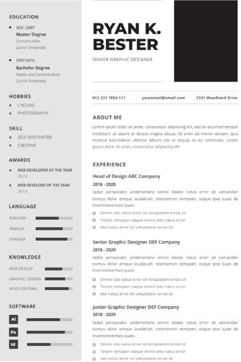 3 Editable Modern CV Template for Microsoft Word Professional Resume ...