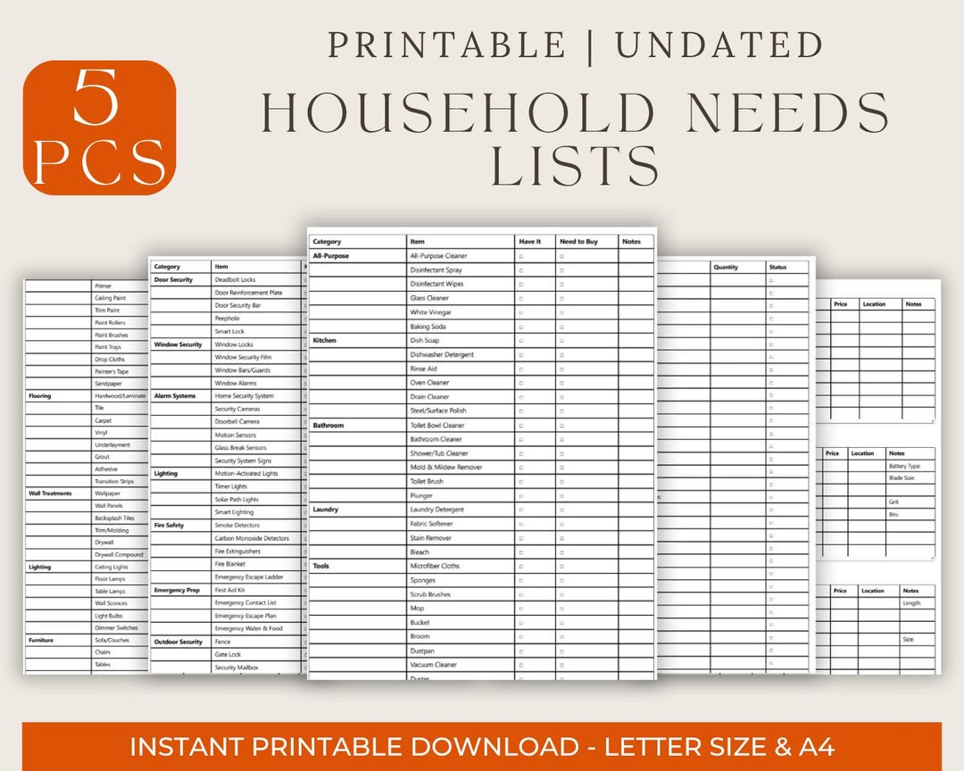 Home Organization Checklist Bundle | Cleaning, Security, Renovation ...