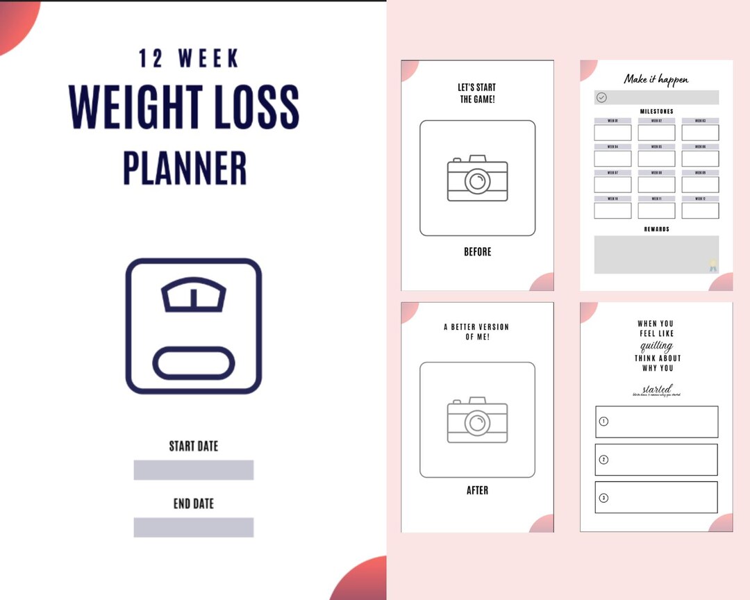 12-week Weight Loss Planner: Fitness & Meal Tracker (PDF Download) - Etsy