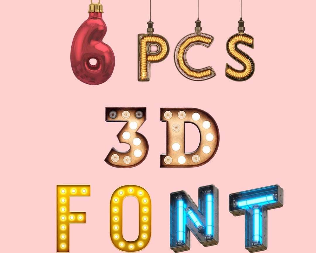 6 FONT! the Ultimate 3D Fonts - Font Bundle Ttf Svg Heart Font, Cricut, Canva Font, Script Font ...