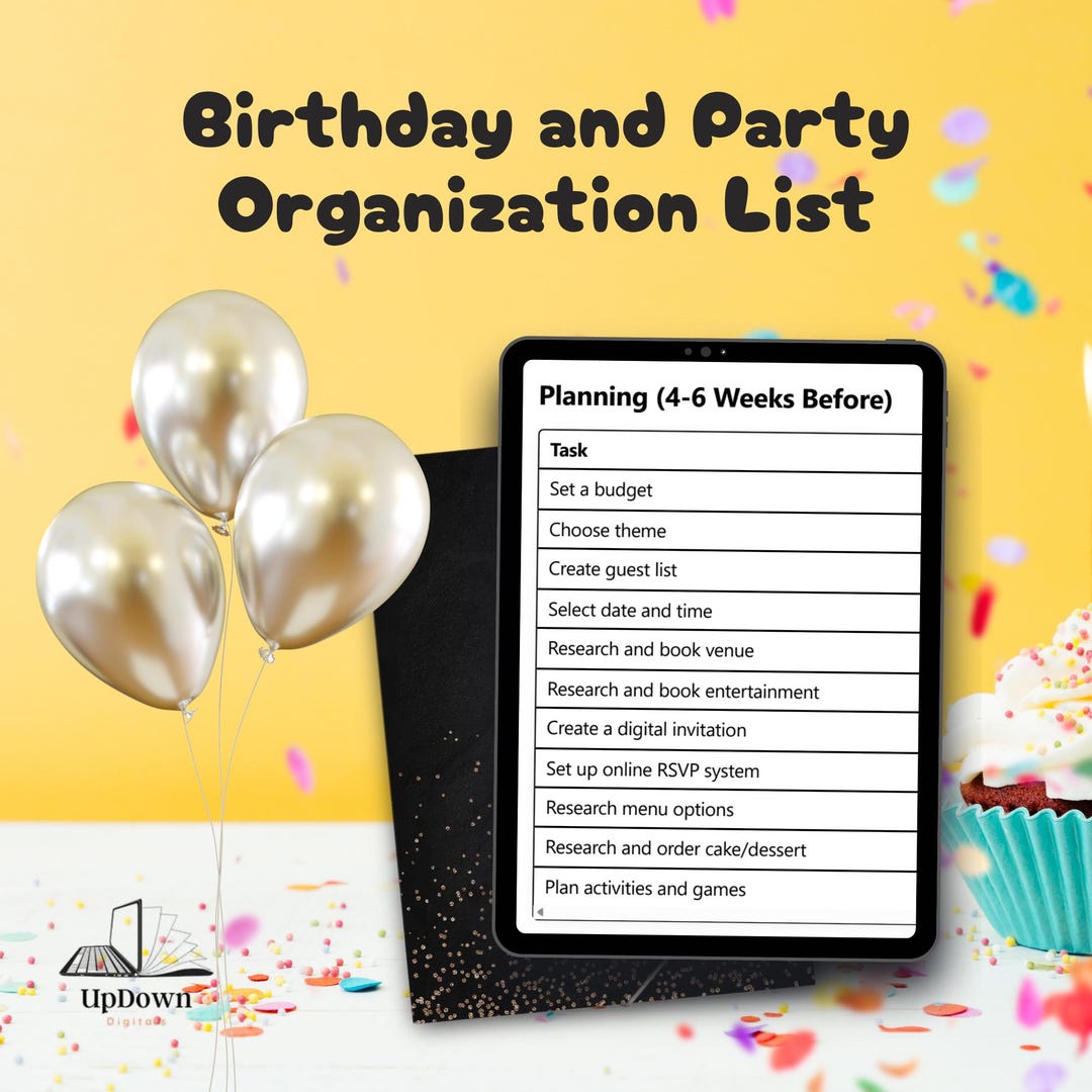 Birthday Party Checklist PDF – Printable Party Planning Organizer ...