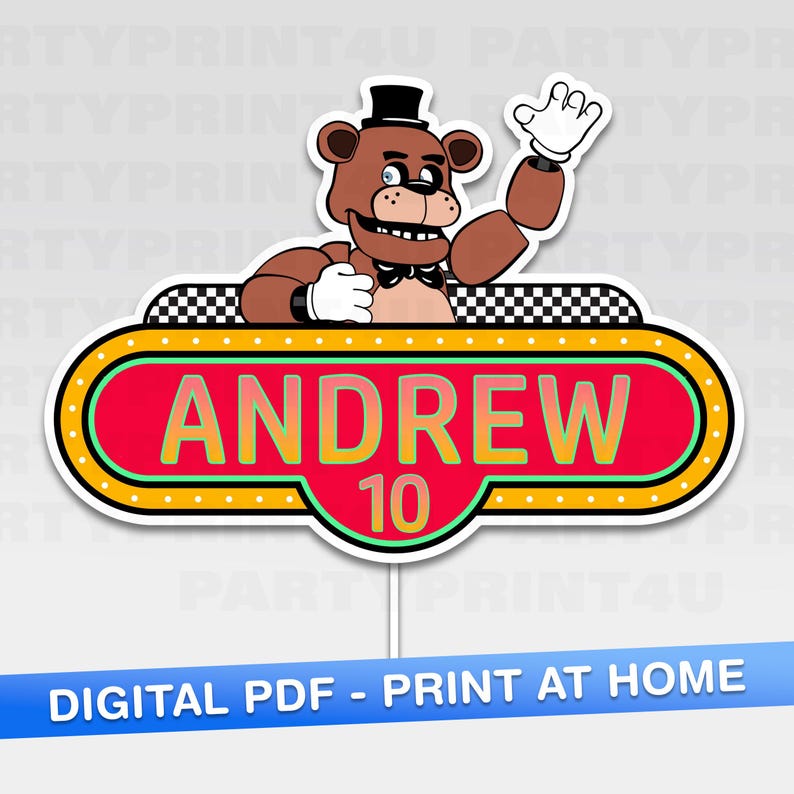 Personalised Custom Fnaf Freddys Cake Topper for Birthday Party ...