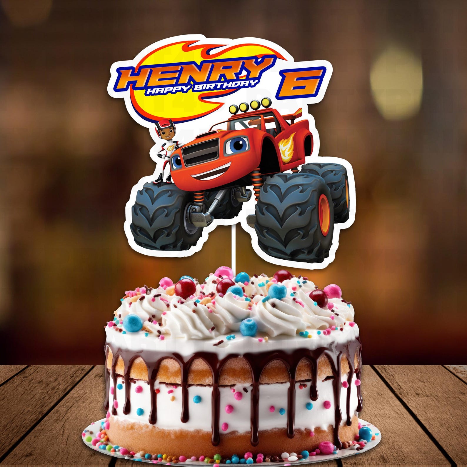 Personalised Custom Blaze Cake Topper for Birthday Party Decoration ...
