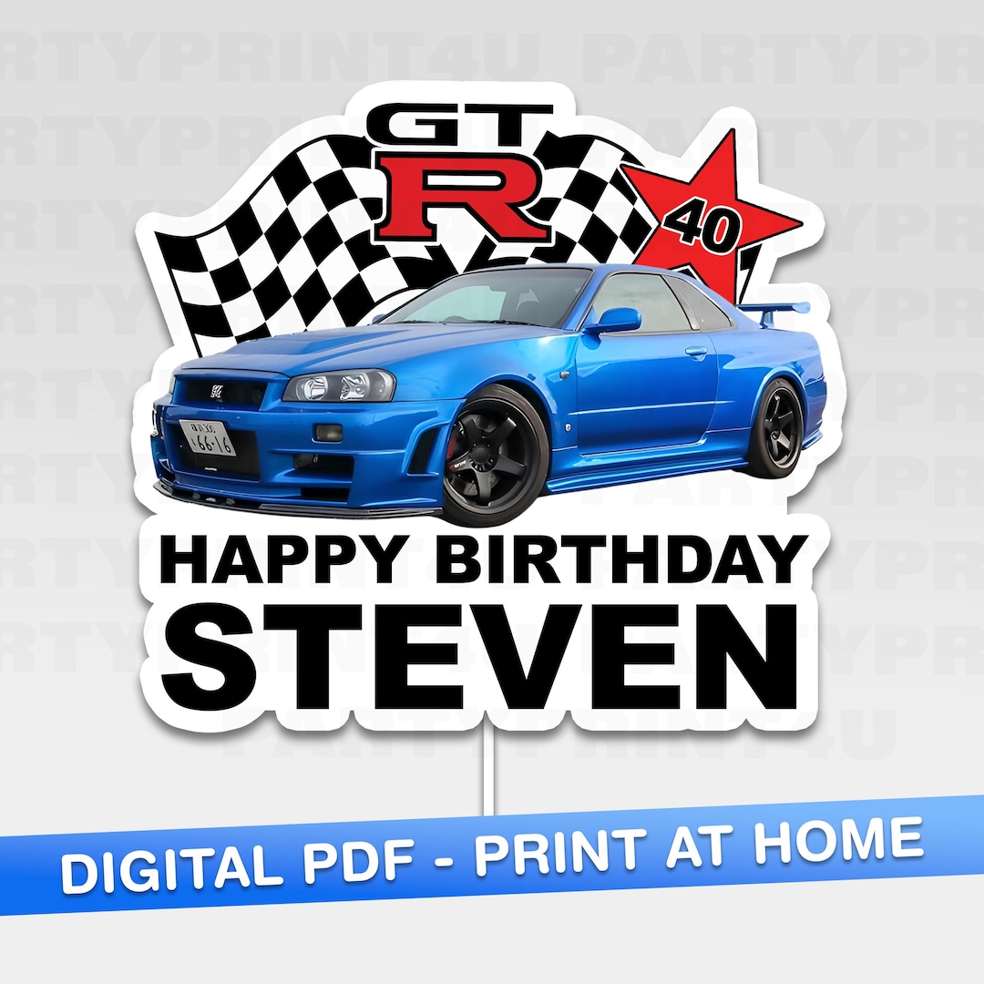 Personalised Custom Sports Car Racing Nissan Skyline GT-R R34 Cake ...