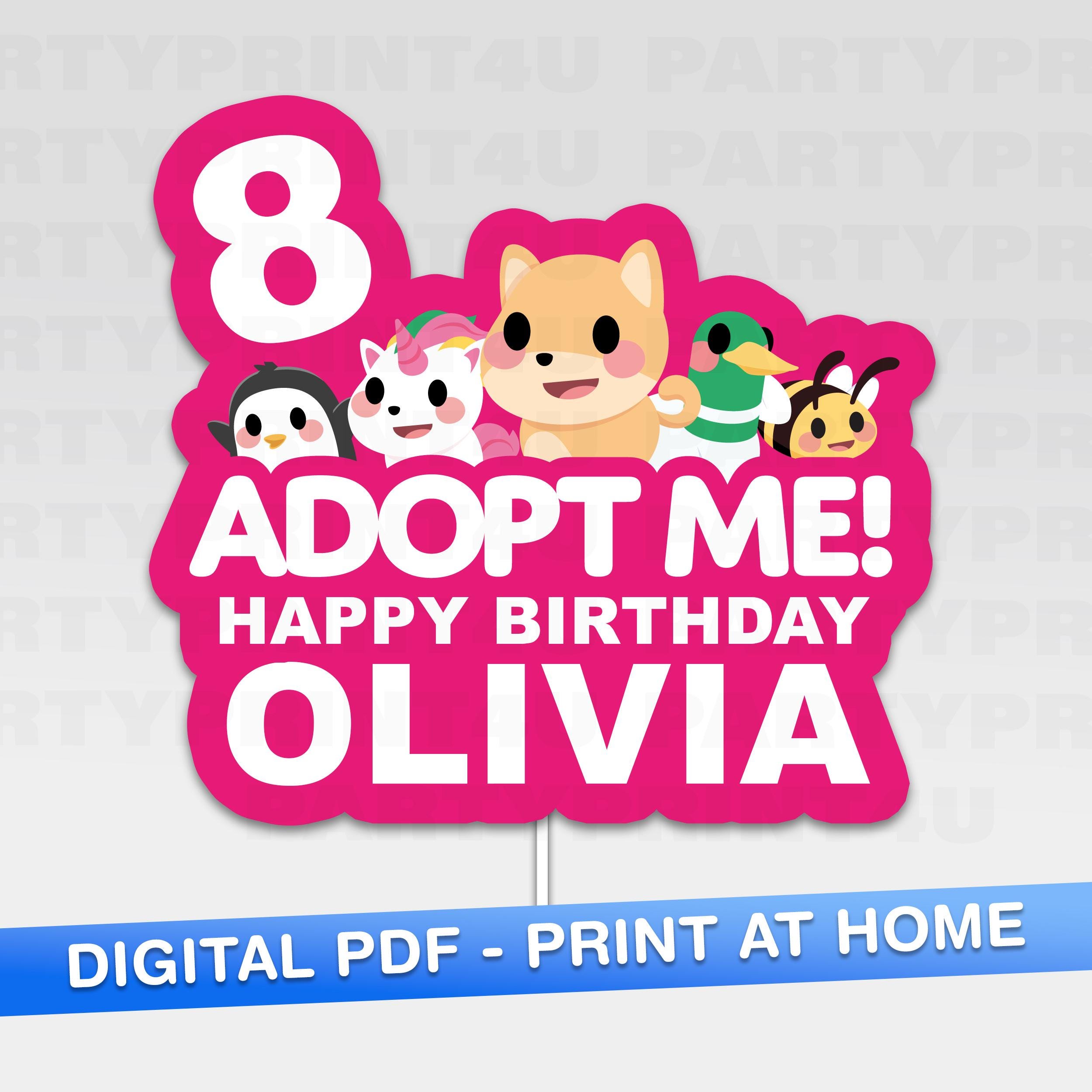 Adopt Me Roblox Personalised Custom Cake Topper for Birthday Party ...