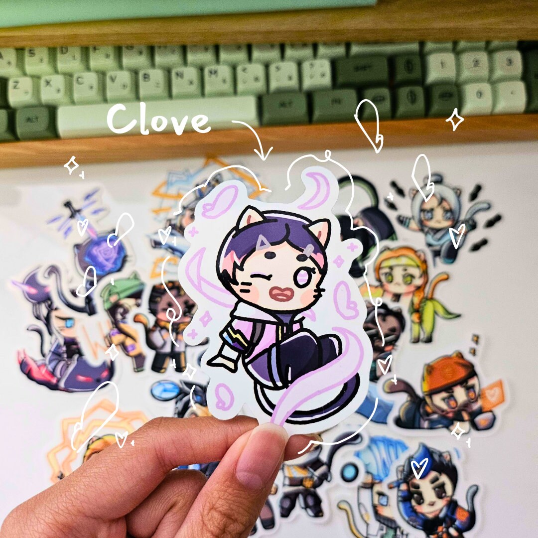 NEW CLOVE Cute Chibi Valorant Neko Stickers Glossy Vinyl Cute Animal ...