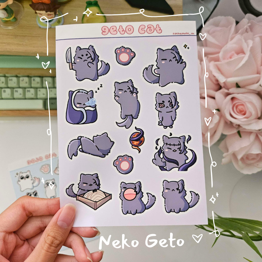 Cute Chibi Jujutsu Kaisen Satoru Gojo Suguru Geto Neko Cat Stickers ...