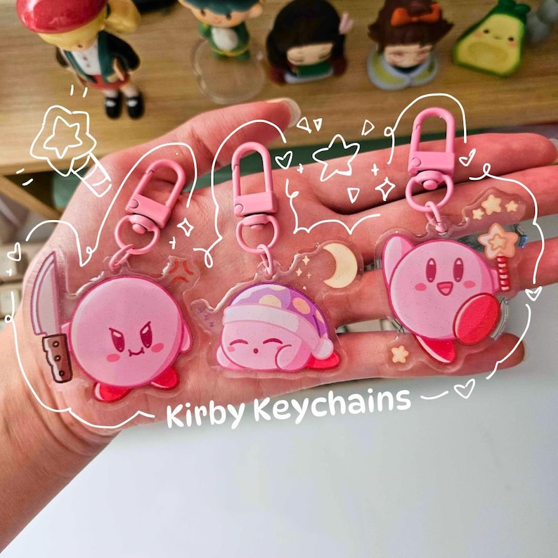 Kirby Acrylic Keychains || Cute Gift to Attach to Your Bag, Pencil ...