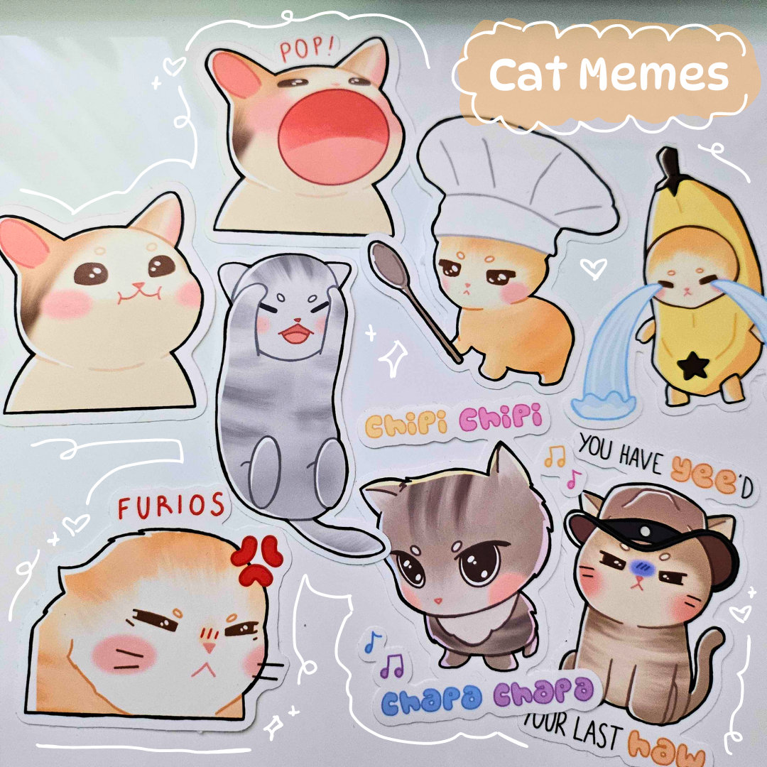 Cute Tiktok Cat Meme Stickers Kawaii Funny Tik Tok Sticker for Planners ...