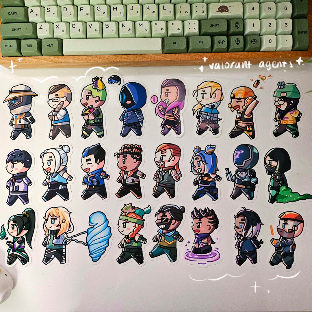 Cute Chibi Valorant Walking Stickers Glossy Vinyl Cute Gaming Character ...