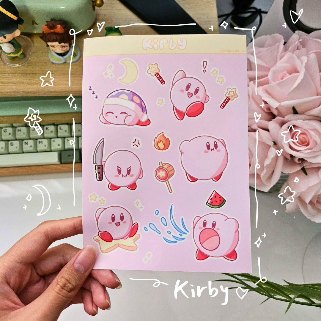 Cute Kirby Sticker Sheet || Kawaii Stickers for Planners, Notebooks ...