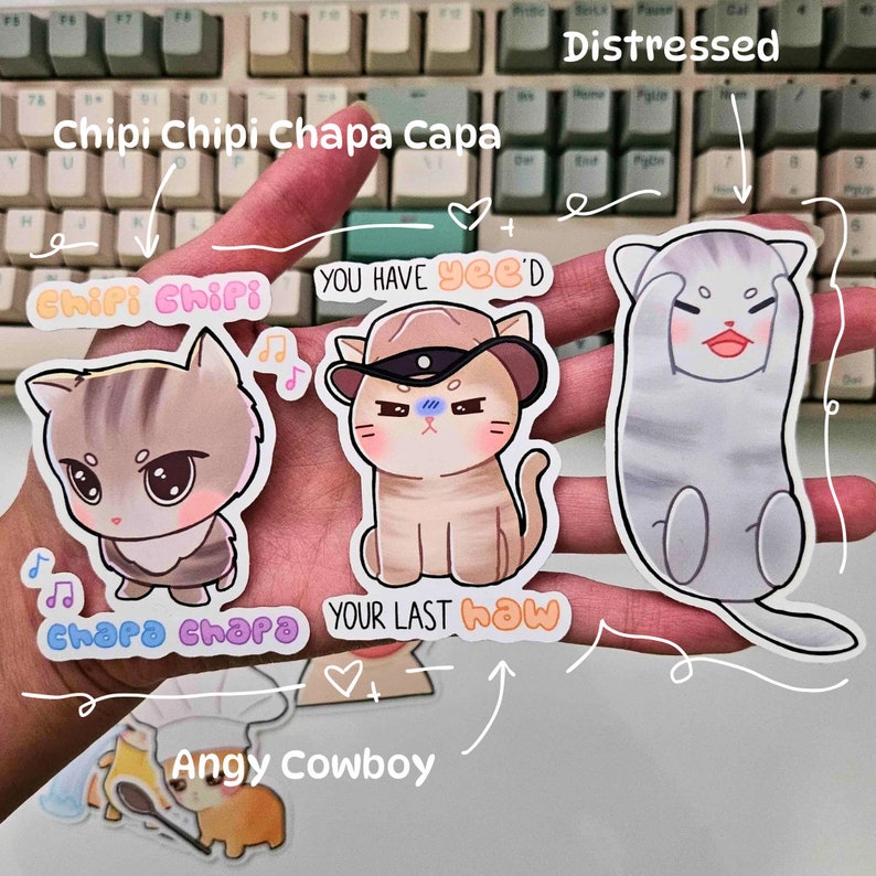 Cute Tiktok Cat Meme Stickers Kawaii Funny Tik Tok Sticker for Planners ...