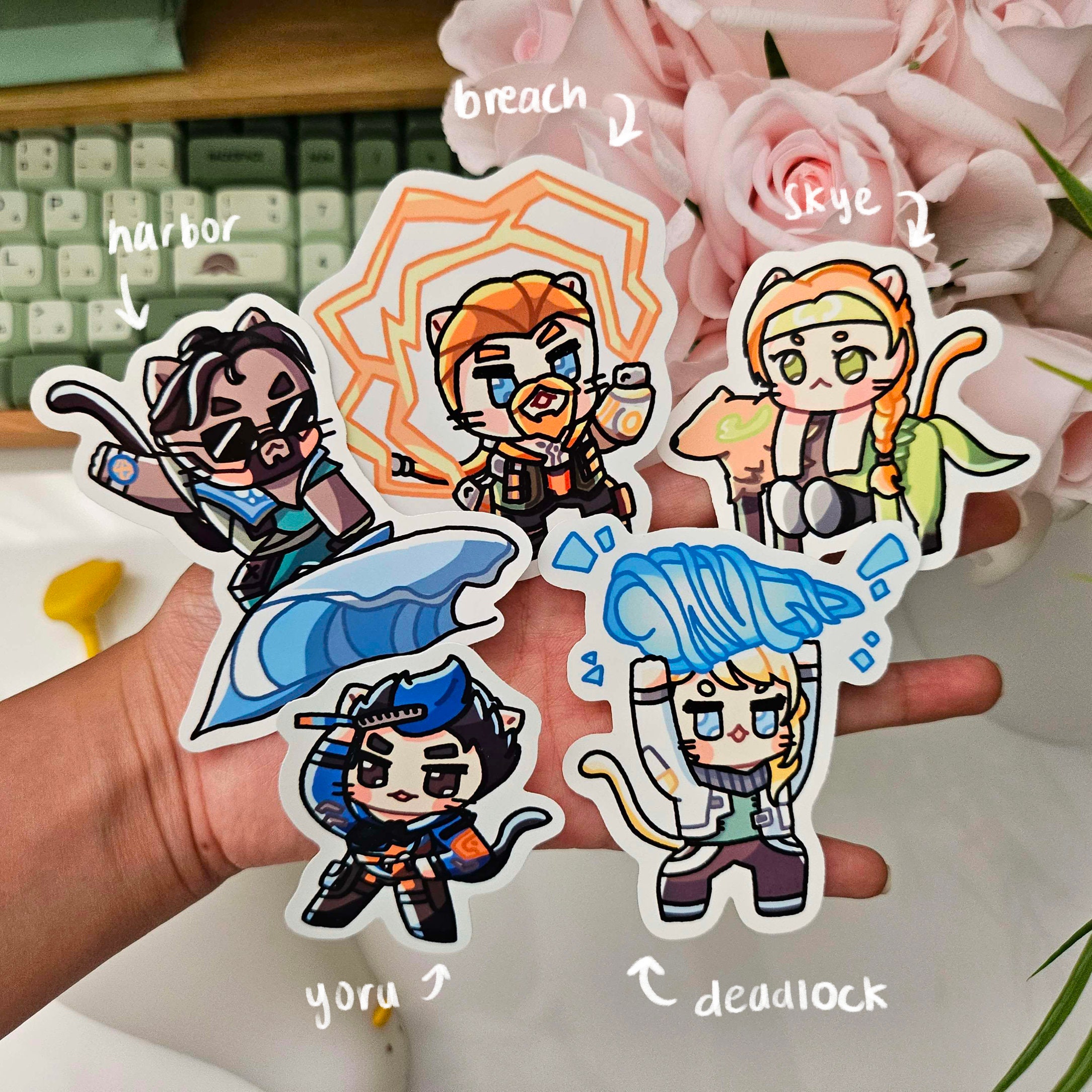 NEW CLOVE Cute Chibi Valorant Neko Stickers Glossy Vinyl Cute Animal ...