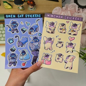 Cute Chibi Valorant Cat Omen & Wingman Stickers || Glossy Vinyl ...