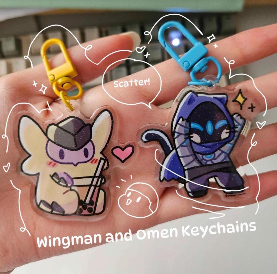 Valorant Omen Cat & Wingman Acrylic Keychains || Cute Gift to Attach to ...